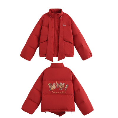 森女部落甜美风90%绒子白鸭绒羽绒服女2026冬百搭设计感宽松外套