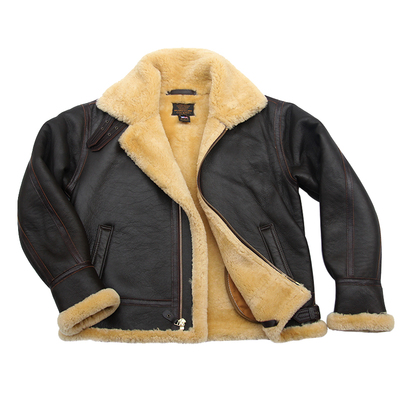 美国进口轰炸机B-3飞行男皮衣COCKPIT澳大利亚皮毛一体B3加厚真皮