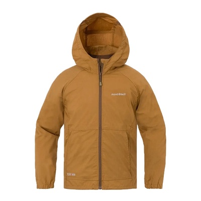 日本美山 montbell 2025春秋儿童刺绣耐磨阻燃登山防风连帽冲锋衣