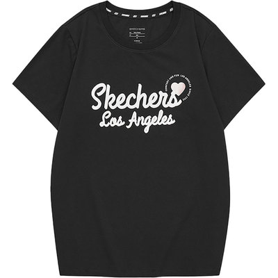 Skechers/斯凯奇正品夏新款女子运动休闲透气印花短袖T恤L321W087