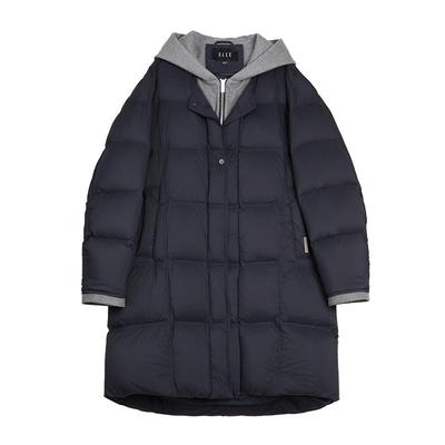 ELLE90白鸭绒假两件连帽羽绒服