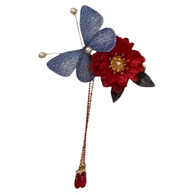步摇春红！新中式红色花朵发夹