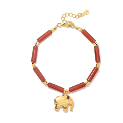 Neverfar象阳而生红玛瑙金运长虹手链本命年红绳手串女转运红绳