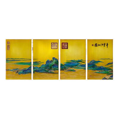 朱炳仁铜千里江山系列之一四联画