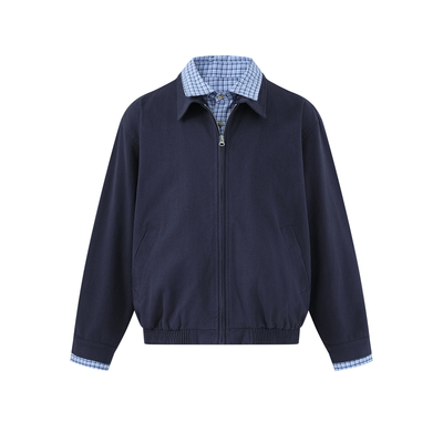 ONUN复古假两件格纹拼接翻领夹克