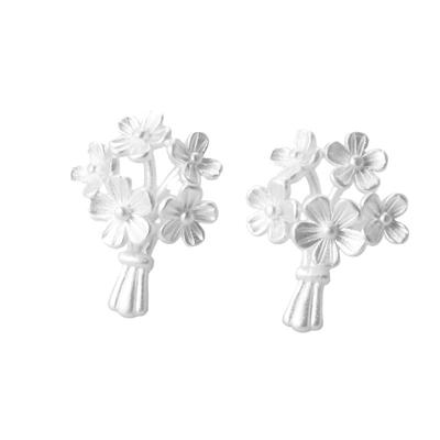 猫蛰原创手捧花束S999足银耳钉
