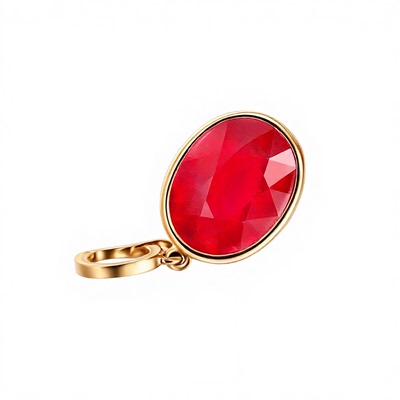 若华鸽血红宝石吊坠18k金