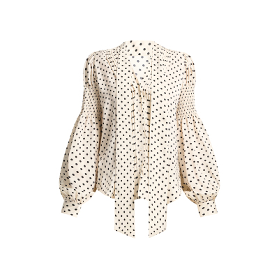 法式宫廷袖飘带波点衬衫