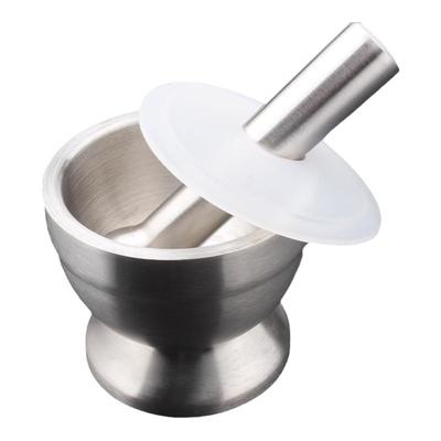 不锈钢蒜臼子捣碎罐石臼捣蒜器研磨器擂钵家用研钵捣药舂钵蒜泥臼