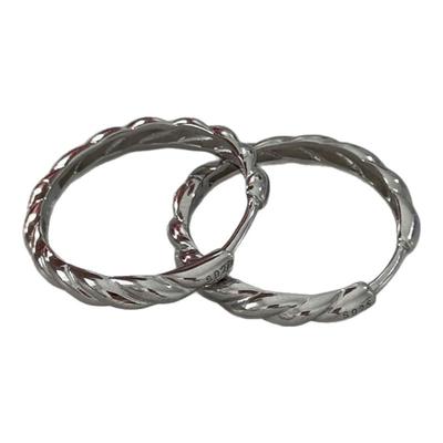 hellojune S925银多尺寸法式螺纹不规则流线通勤时髦hoop耳环耳圈