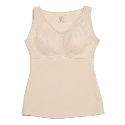 香月明美保暖背心带胸垫单层磨毛