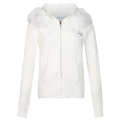 韩系刺绣字母拉链帽衫毛衣