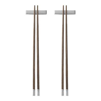 新年礼物GeorgJensen乔治杰生BERNADOTTE两双装实木筷子不锈钢