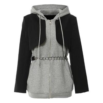 宽松棉设计感假两件卫衣外套显瘦