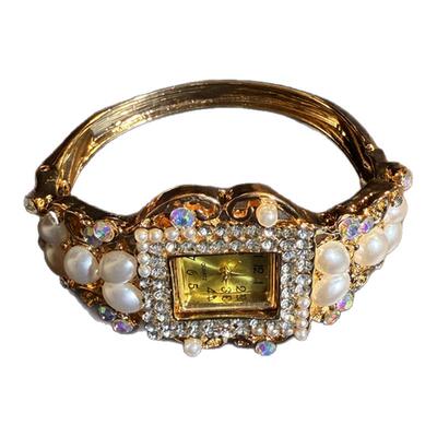 开花的橄榄 Vintage古着 Luxury Gold Pearl Watch手镯表