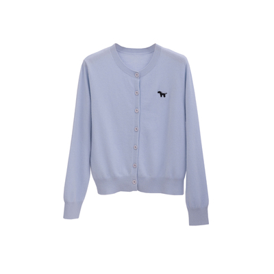 治愈系小狗刺绣针织开衫毛衣