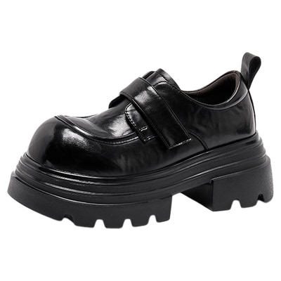 Lee Cooper黑色厚底乐福鞋女2026春季新款软底复古休闲增高小皮鞋