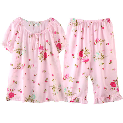 伊丝芬贡缎亲肤优雅七分裤睡衣