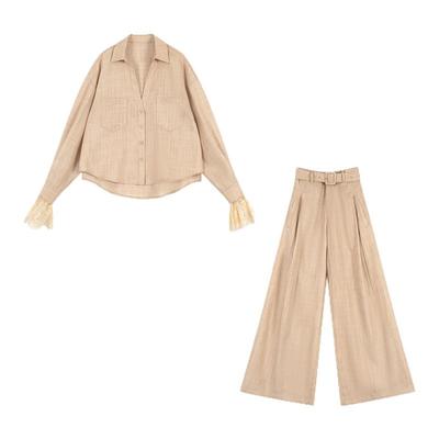 高级松弛感天丝衬衫休闲裤套装