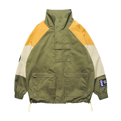 机能夹克lnbr拼接高领宽松撞色