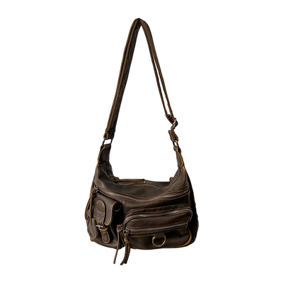 BINGBONG复古洗水女机车斜挎包