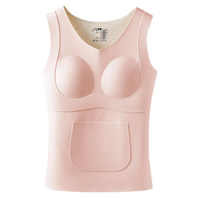 发育期少女保暖背心带胸垫内衣