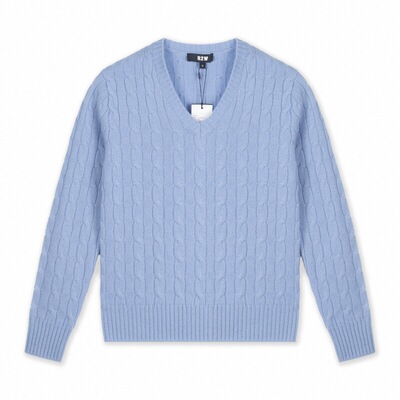 R2W羊毛山羊绒麻花V领打底衫