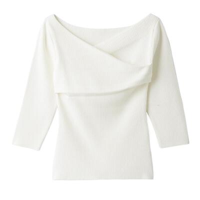 SNIDEL露肩中袖打底针织衫