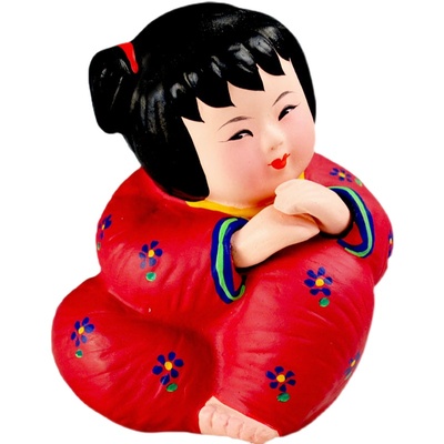 彩塑中国梦娃娃可爱风特色泥人张