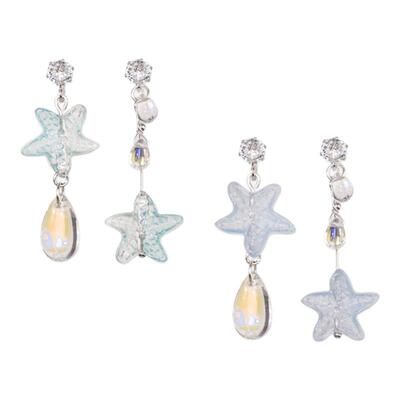 IPINK原创透明海星不对称耳环