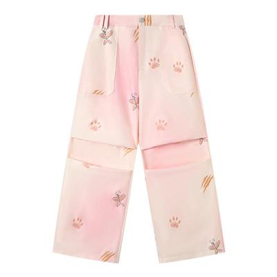 KBLC24AW四季亮面可爱叠穿闺蜜猫爪蝴蝶伞兵工装裤宽松显瘦