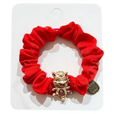 新年红色喜庆金属小马发绳女