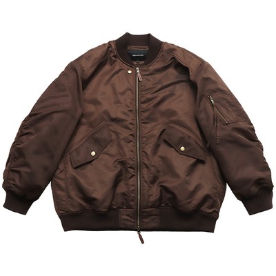 短廓型两色飞行员夹克夹棉外套