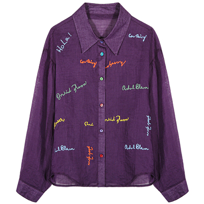 落落狷介苎麻长袖衬衫女