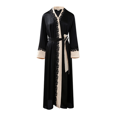 性感蕾丝法式长款系带睡袍春秋