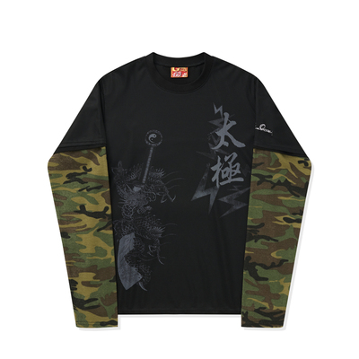 假两件太极长袖网眼华夫格嘻哈