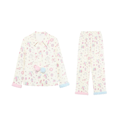 原创雪尼尔绒睡衣女冬加厚家居服