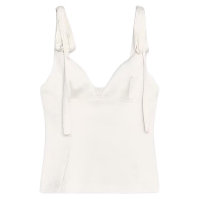 蝴蝶结系带丝缎质感吊带上衣