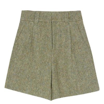 谜底绵羊毛呢短裤2025春季新品通勤风百搭直筒靴裤女士251MK0001