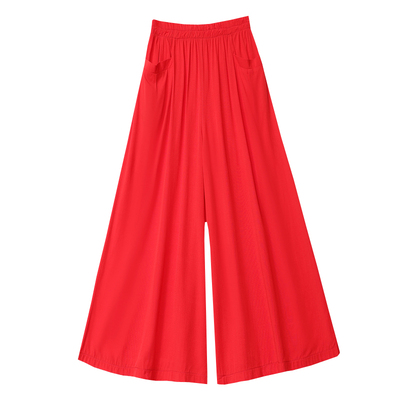 棉绸宽松高腰夏季阔腿裤七分裤女