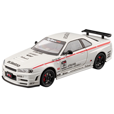 1:24仿真GTR-R34战神合金超跑模型汽车摆件转向避震玩具车男孩子