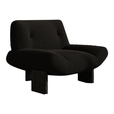 复古单人沙发椅侘寂风实木休闲椅酒店客厅会所接待椅设计师洽谈椅