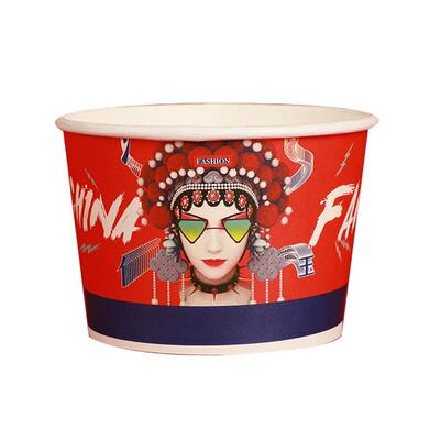 食品级加厚纸碗圆形带盖发货