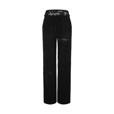 AGAM蕾丝镂空双腰拼接卫裤