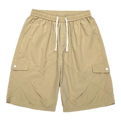 【塔丝隆106g轻薄】男装褶皱设计按扣多口袋工装短裤夏季五分休闲