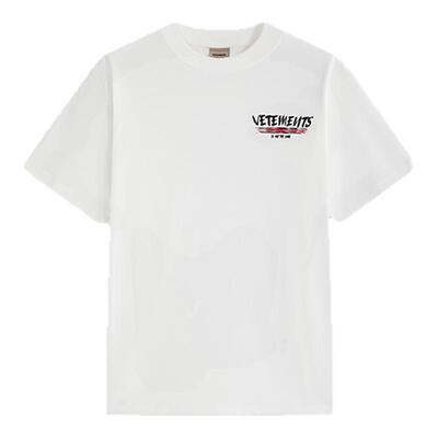 VETEMENTS 男女同款休闲刺绣直喷印花圆领短袖T恤银泰 301446