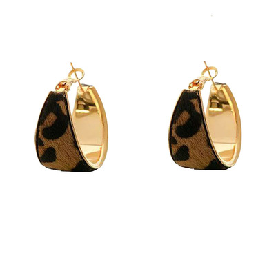独特漂亮复古豹纹圈圈耳环