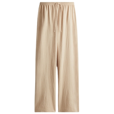 HM女装休闲裤冬季薄款高腰长裤松紧腰宽松直筒阔腿裤1216645