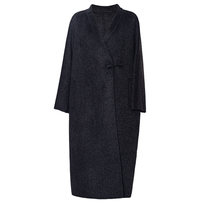 罗衣优雅盘扣骆驼绒立领毛呢外套