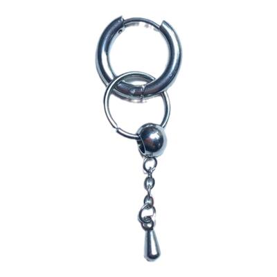 个性钛钢双耳圈耳环嘻哈吊坠耳饰